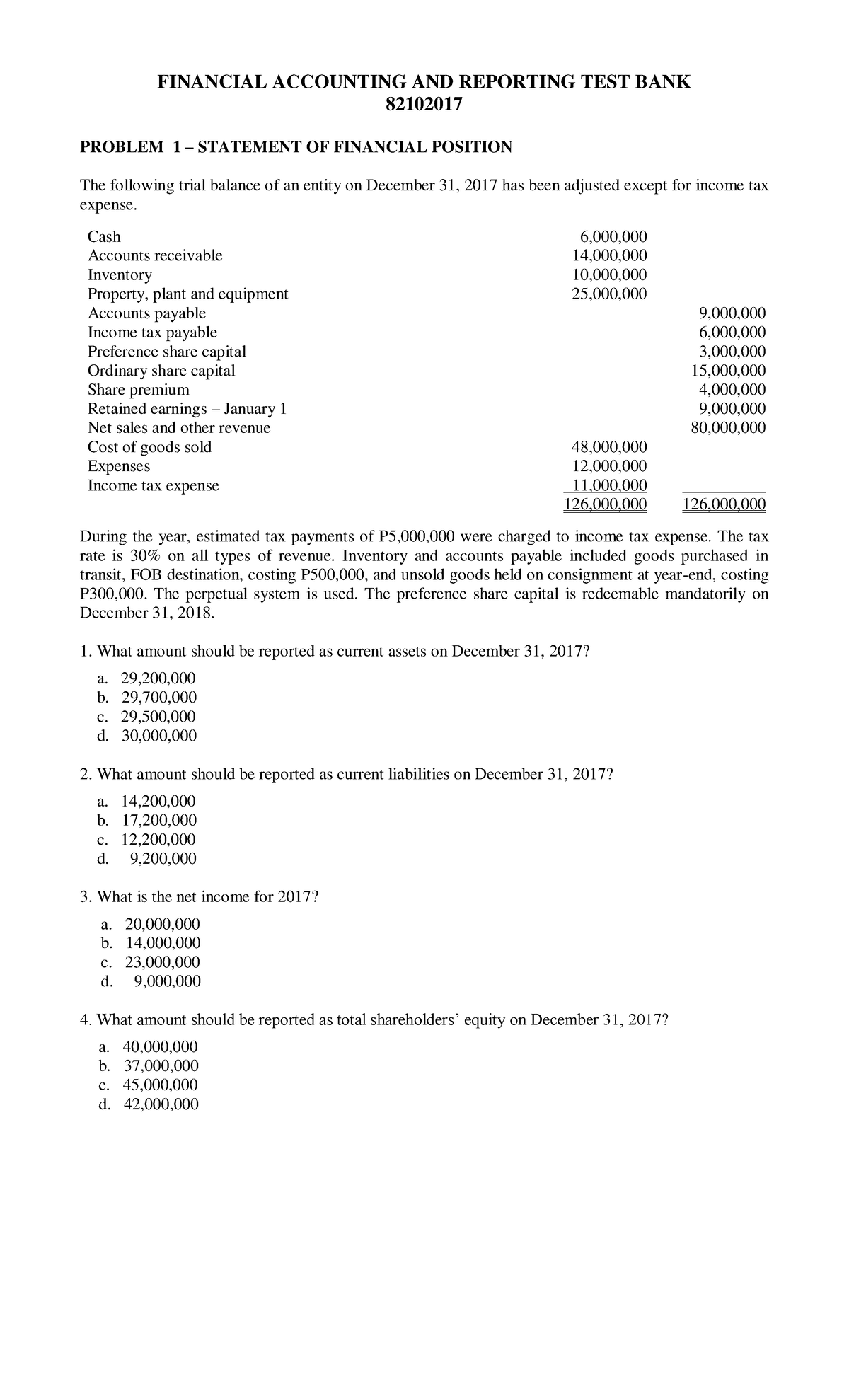 Pdfcoffee - Testbank - FINANCIAL ACCOUNTING AND REPORTING TEST BANK ...