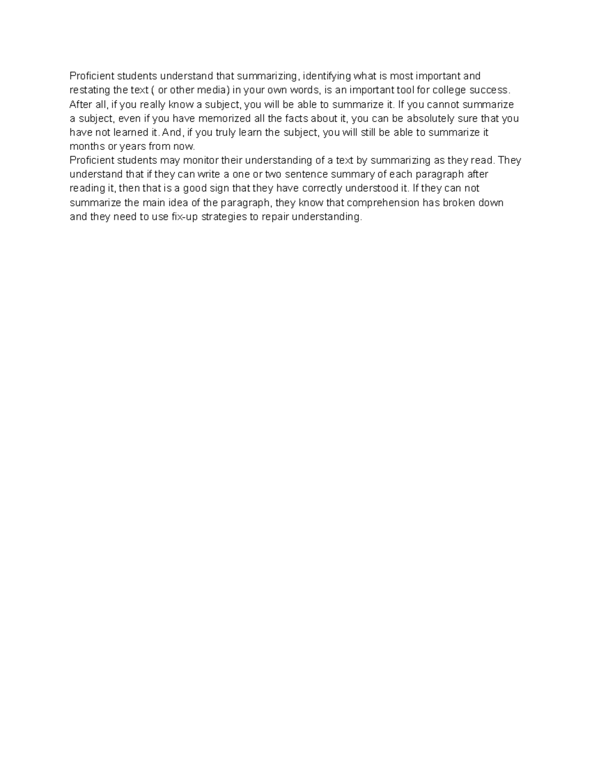 How To Write A Summary Proficient Students Understand That