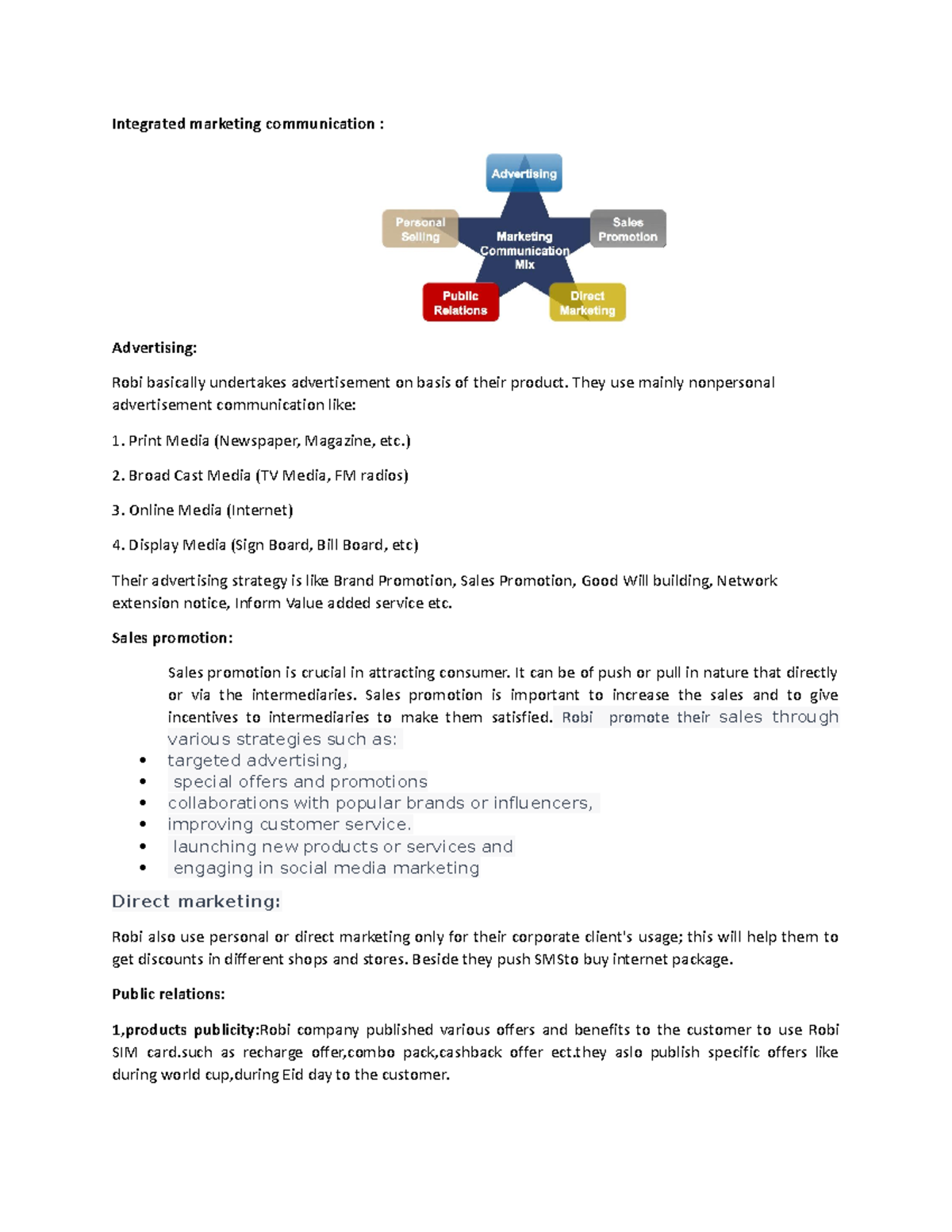 IMC of Robi - Here i implement imc strategy in Robi Bangladesh ...