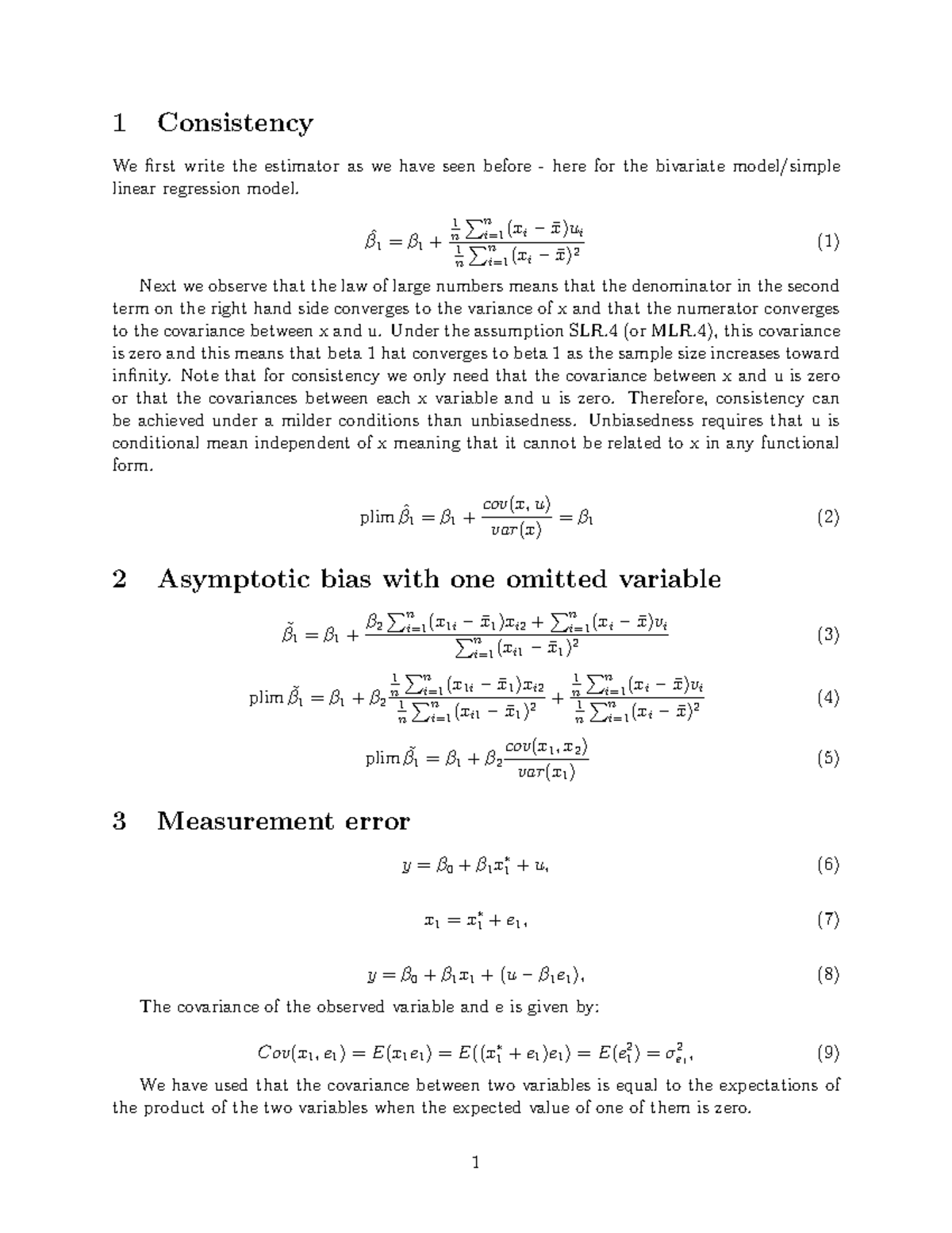 Proofs lecture 3 - v - 1 Consistency We first write the estimator as we ...