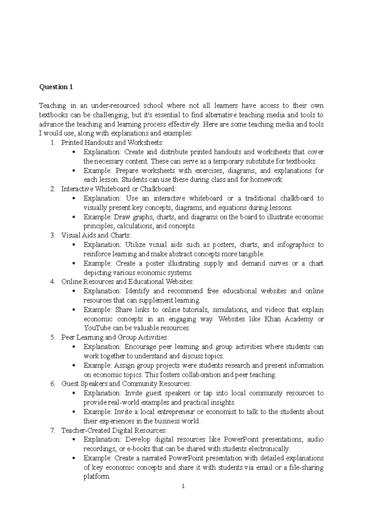 TMS3708 Assessment 5 - Assignment 5 - Question 1 Teaching in an under ...