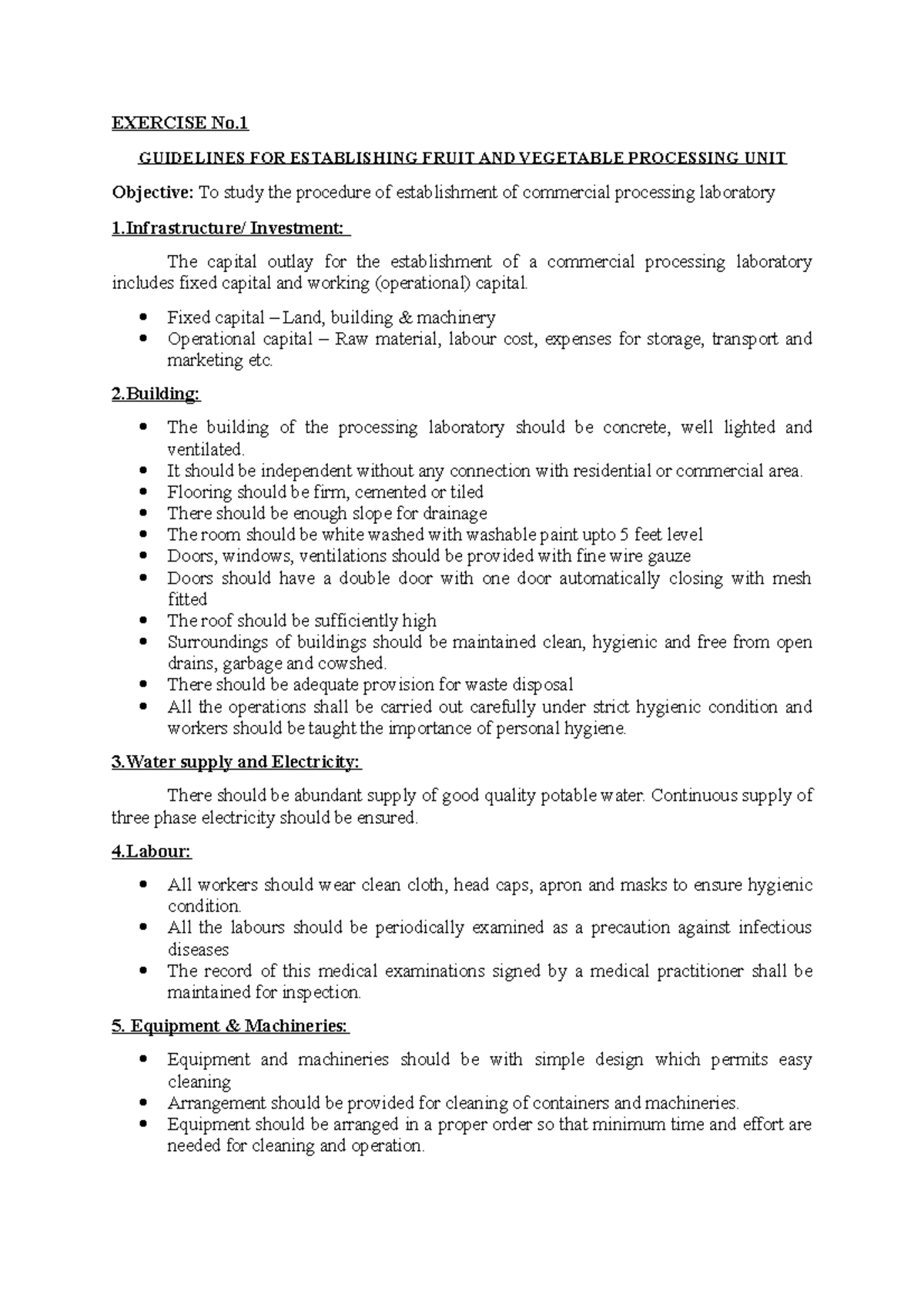Guidelines for establishing a fruit and vegetable Processing unit ...