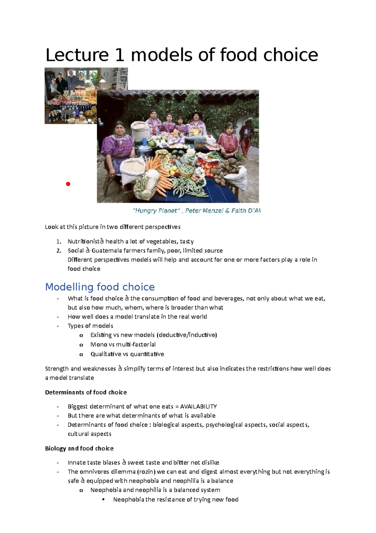 Summary Lectures Psychobiology of food choice and eating behaviour ...