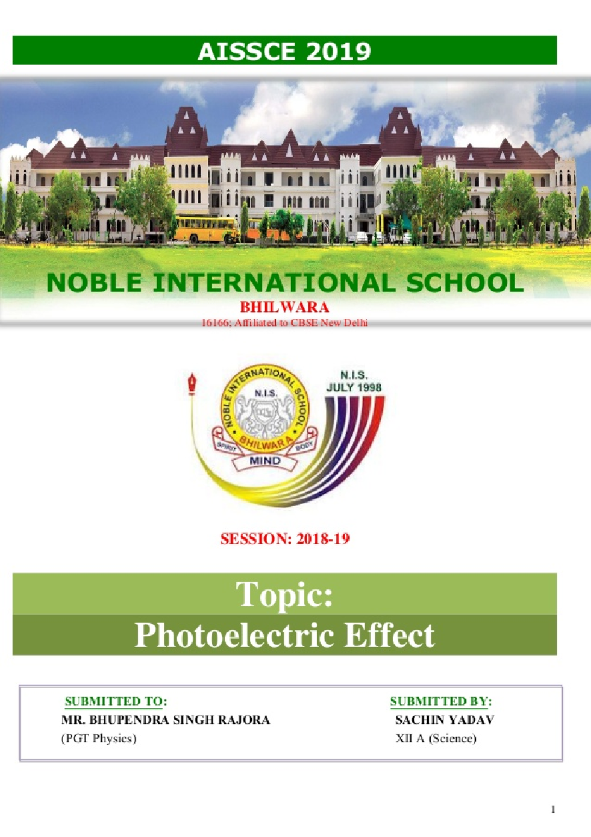 Pdfcoffee - asfdasfd - AISSCE 2019 NOBLE INTERNATIONAL SCHOOL BHIL WARA ...