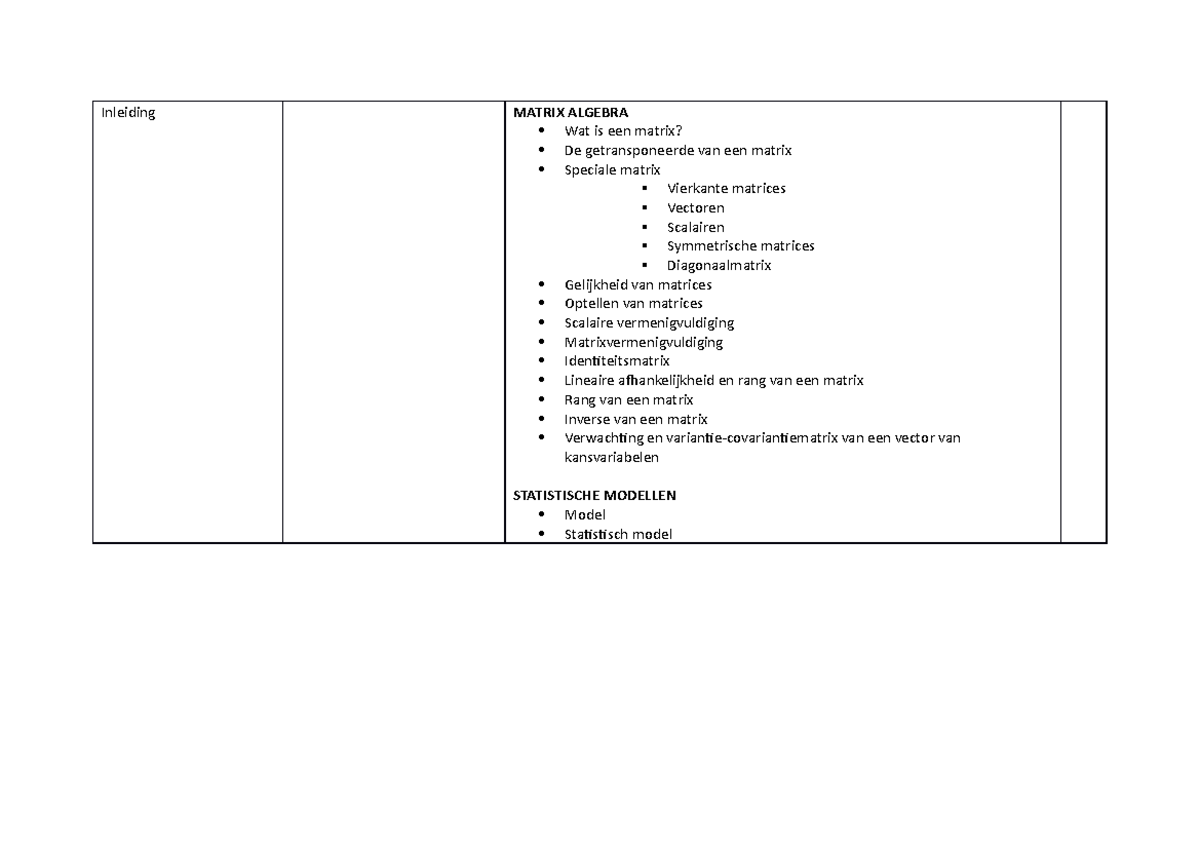 Overzicht OMI - Inleiding MATRIX ALGEBRA Wat is een matrix? De ...