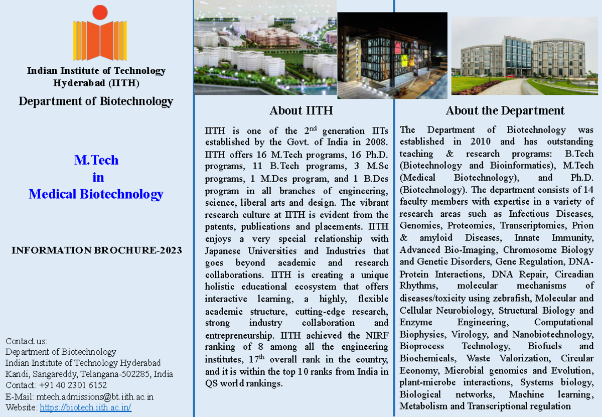 Brochure MTech Medical Biotech 2023 - Department of Biotechnology ...