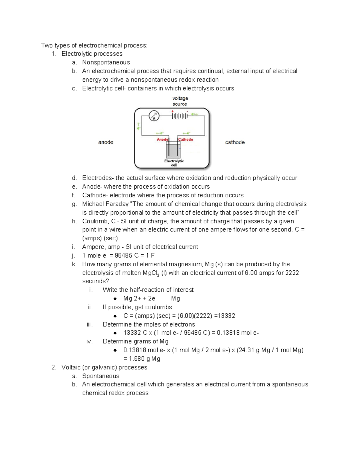 Chem II Lecture Notes Electrochemistry Pt. 2 - Two types of ...