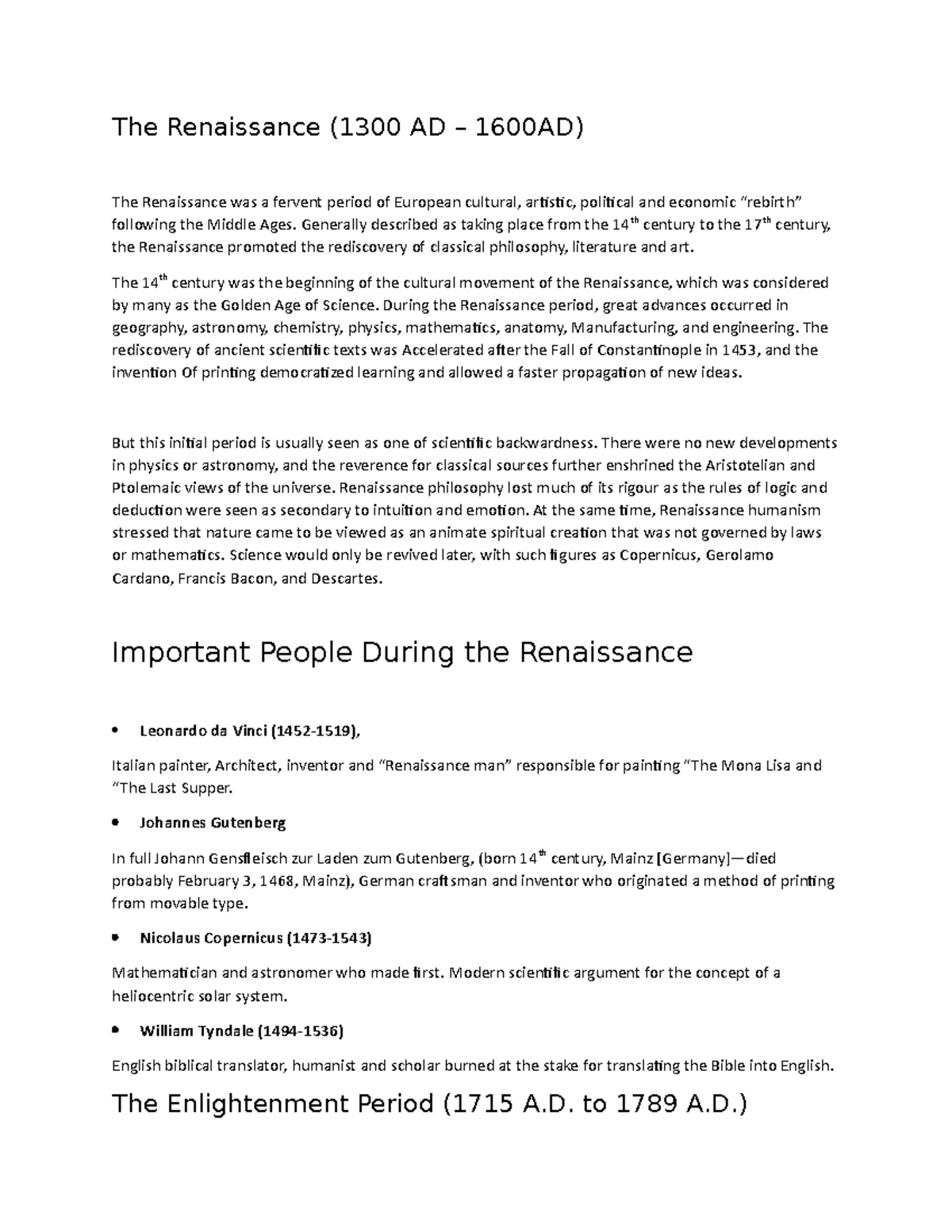 STS Topics- Renaissance up to Fourth Industrial Revolution - The ...