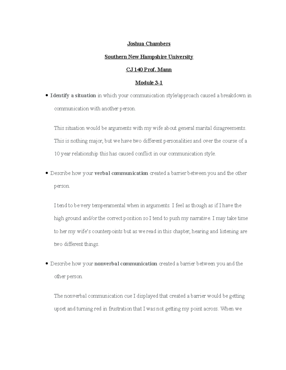 Module 3-1 Complete - see description - Joshua Chambers Southern New ...