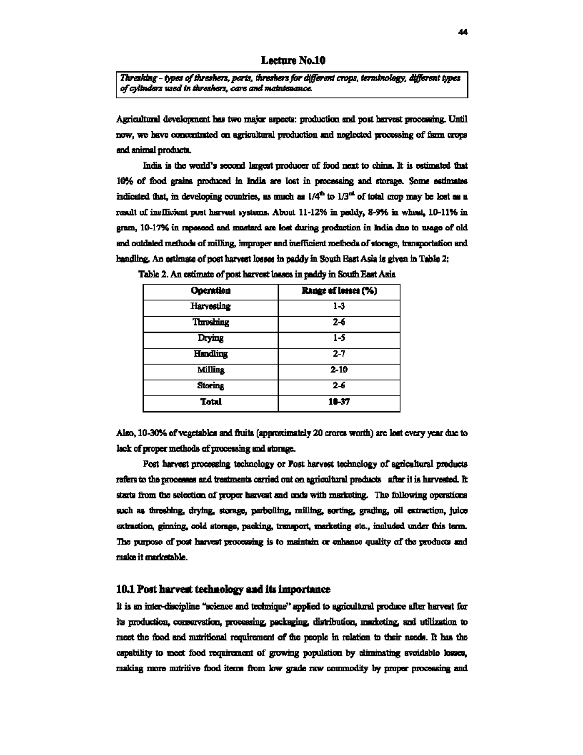 Agri notes 10 - Agriculture - Studocu