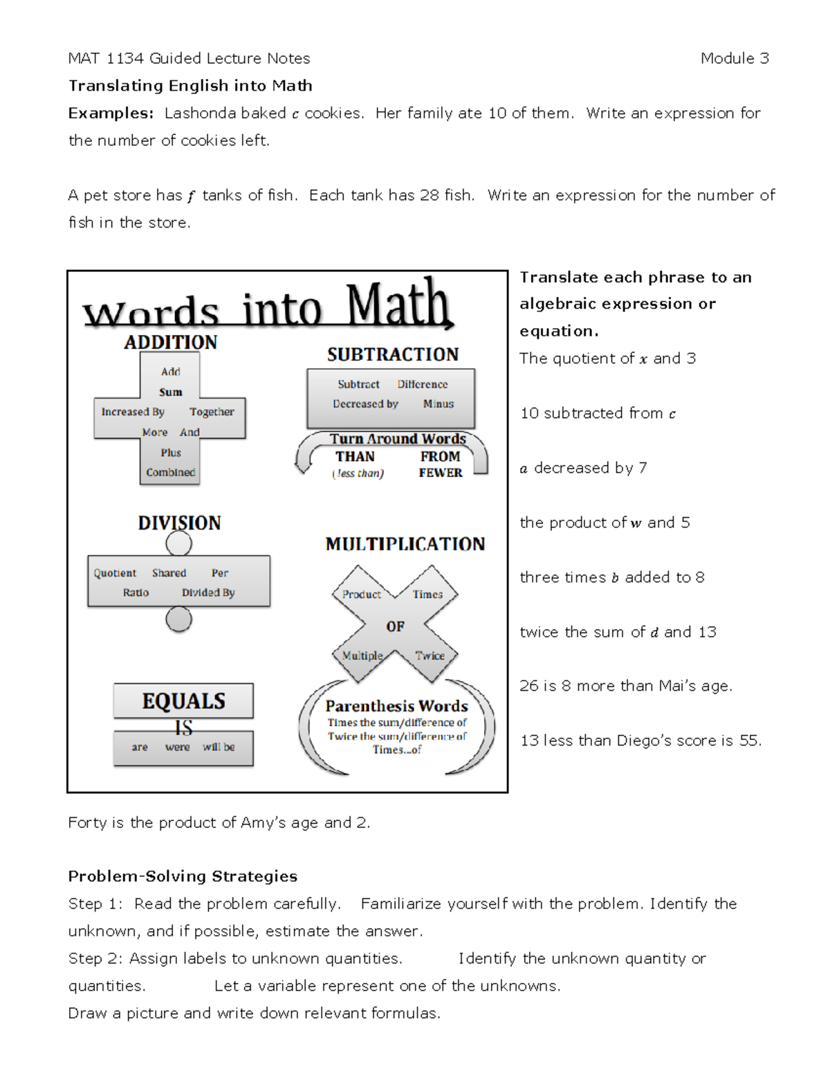 MAT 1134 Guided Notes FL22 Module 3 - MAT 1134 Guided Lecture Notes ...
