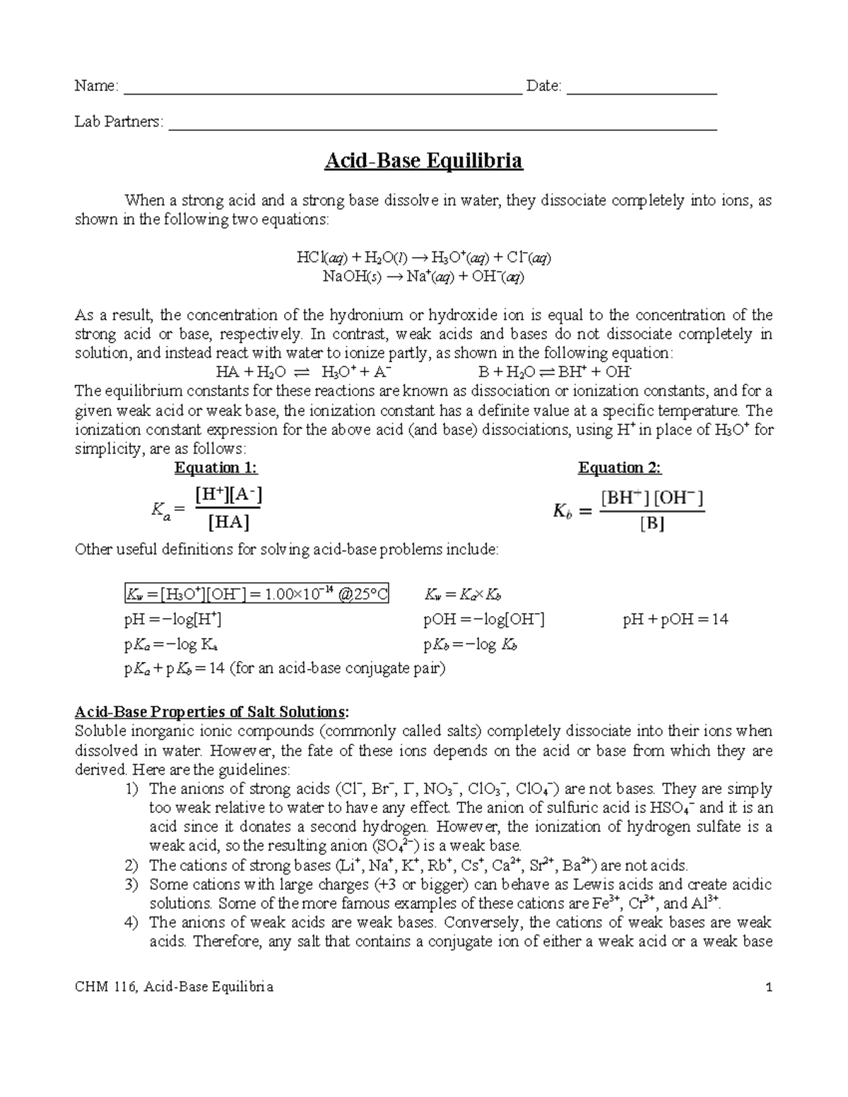 116 Acid-Base Equilibria%28updated+Aug+18%29- Student - Name: - Studocu