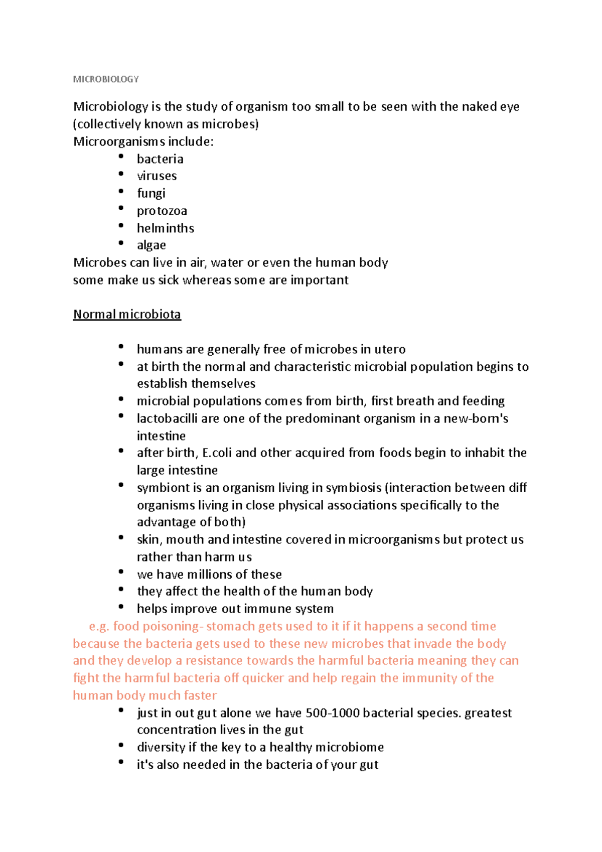 Microbiology - Lecture notes 1-2 - MICROBIOLOGY Microbiology is the ...