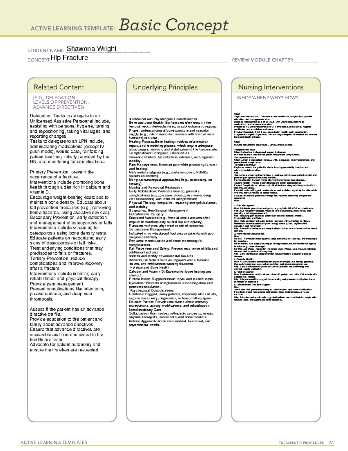 Active Learning Template Basic Concept Hip Fracture - NUR 200 - ACTIVE ...