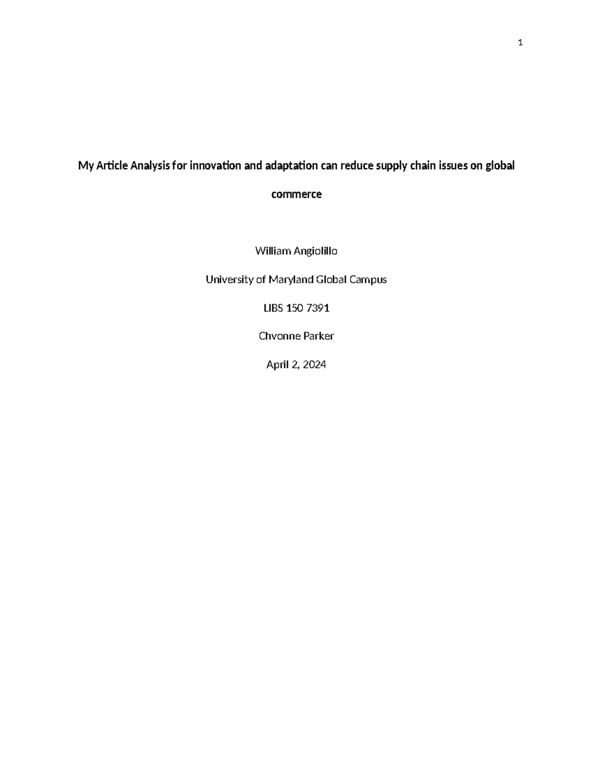 Article Analysis Assignment 2242 Wa My Article Analysis For