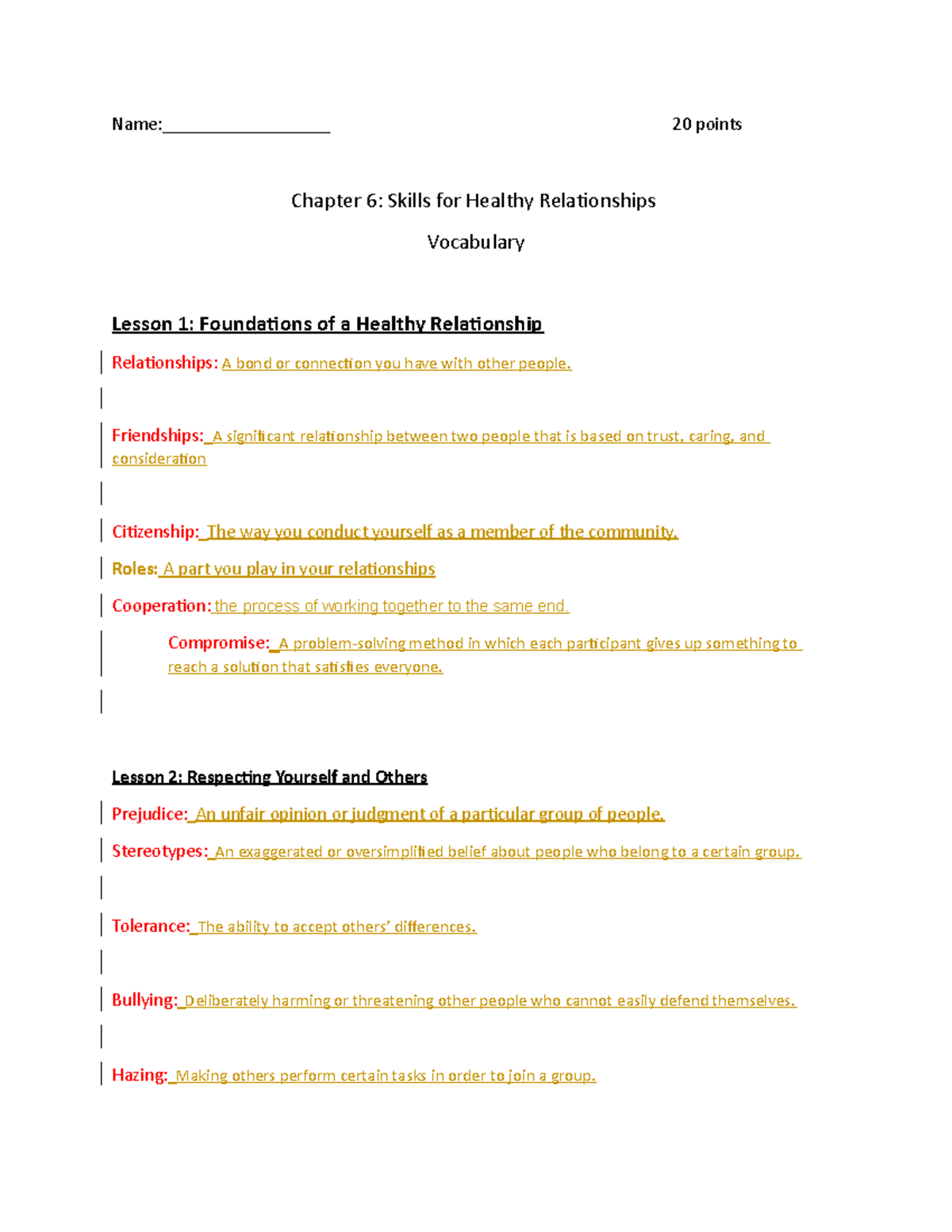 Chapter 6 Vocabulary - This is too help you with quiz - Name ...