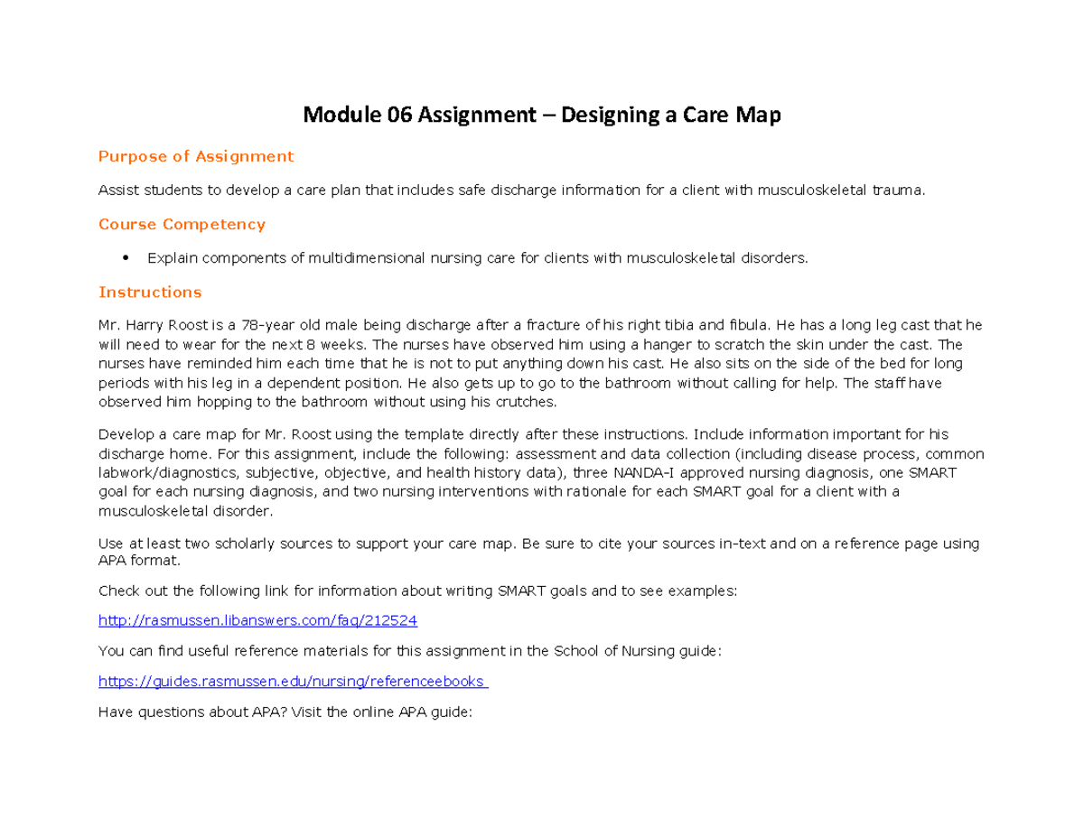 NUR2356 Module 06 Assignment - Module 06 Assignment – Designing a Care ...