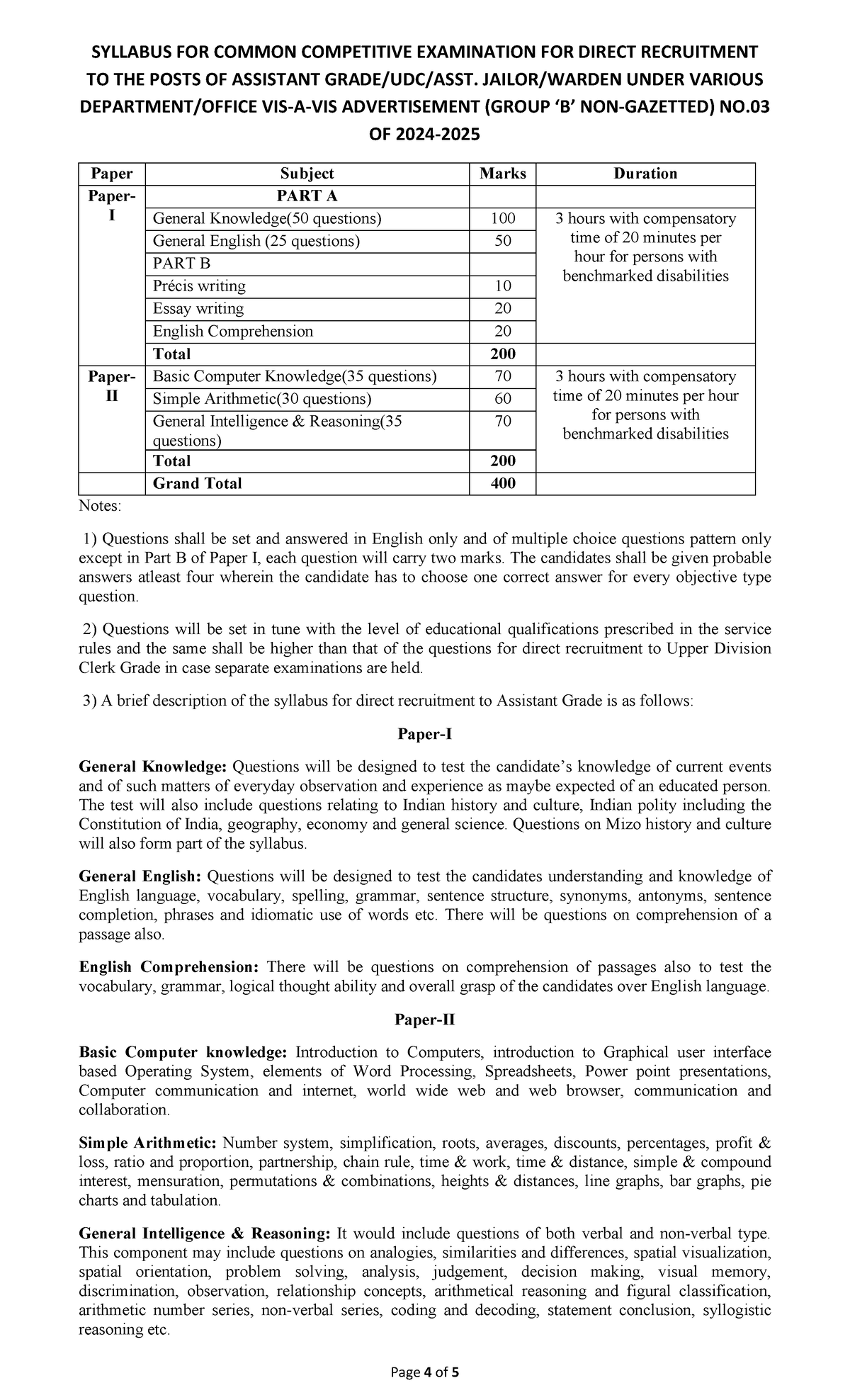 UDC Assistant Warden Syllabus - Page 4 of 5 SYLLABUS FOR COMMON ...