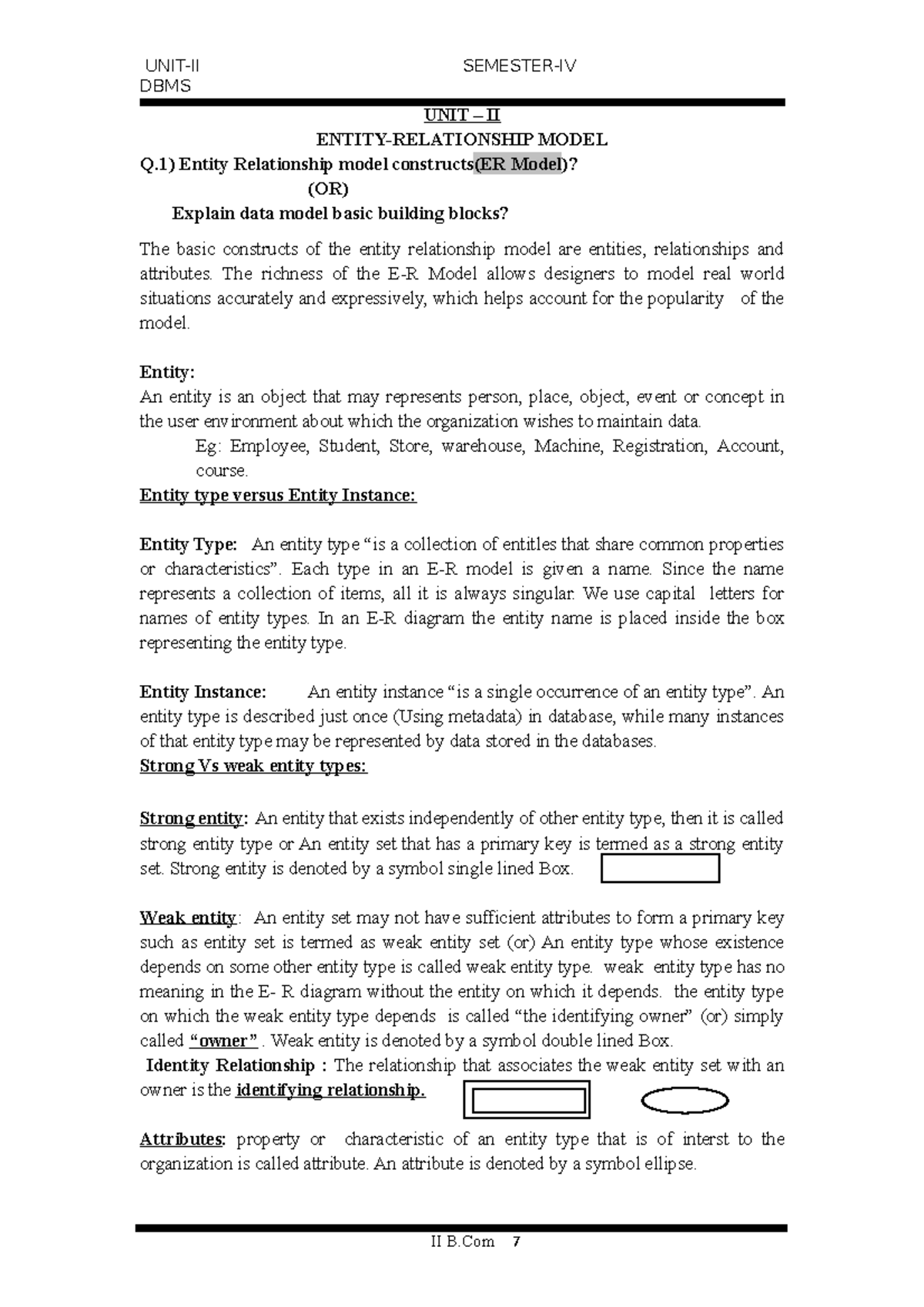 4 - Data Models in database management system - DBMS UNIT II MODEL Q ...