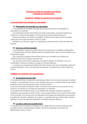 Séance 1 L’esprit d'enquête en sociologie - CM- Principes et enquête de ...