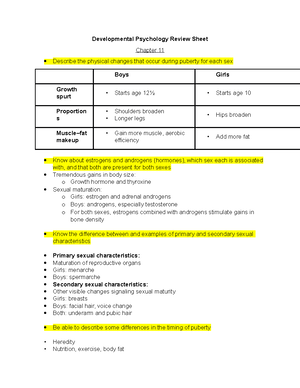Chapter 10 Developmental Psychology Review Sheet - Developmental ...