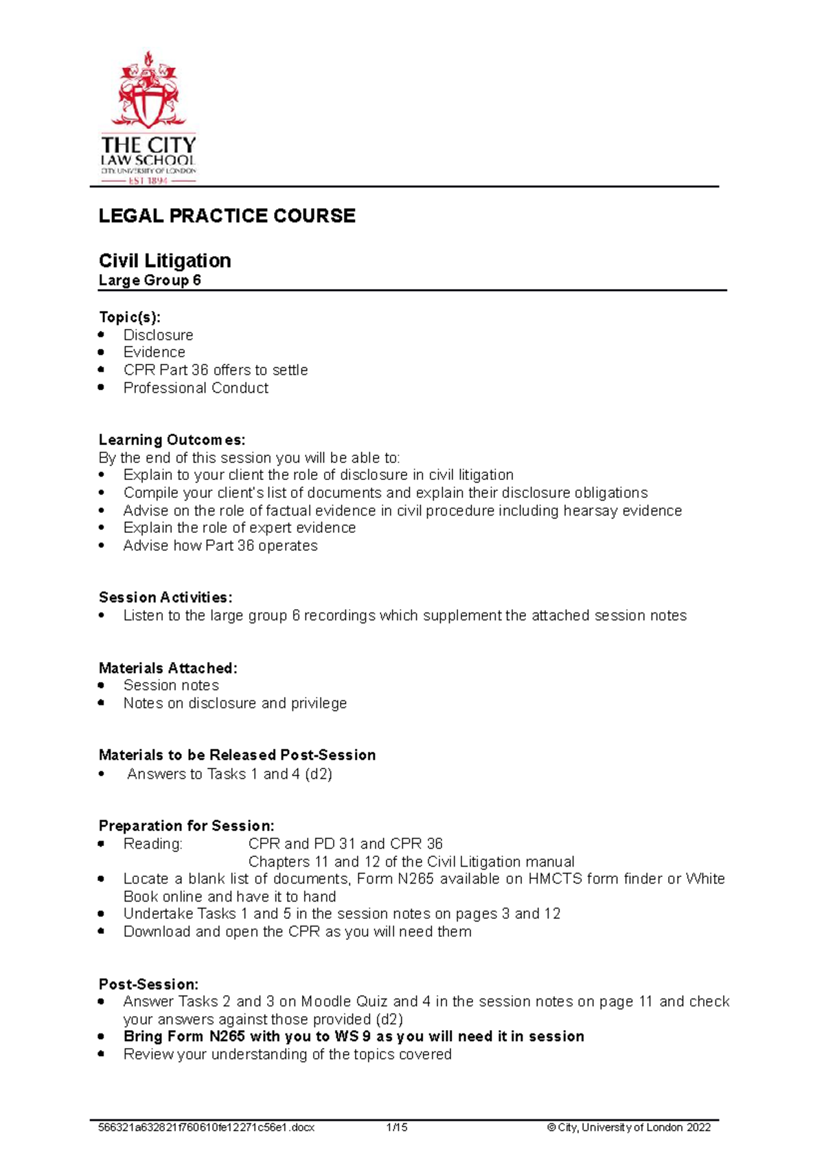 LPC Civil Litigation Lecture 6 Case Management - LEGAL PRACTICE COURSE ...