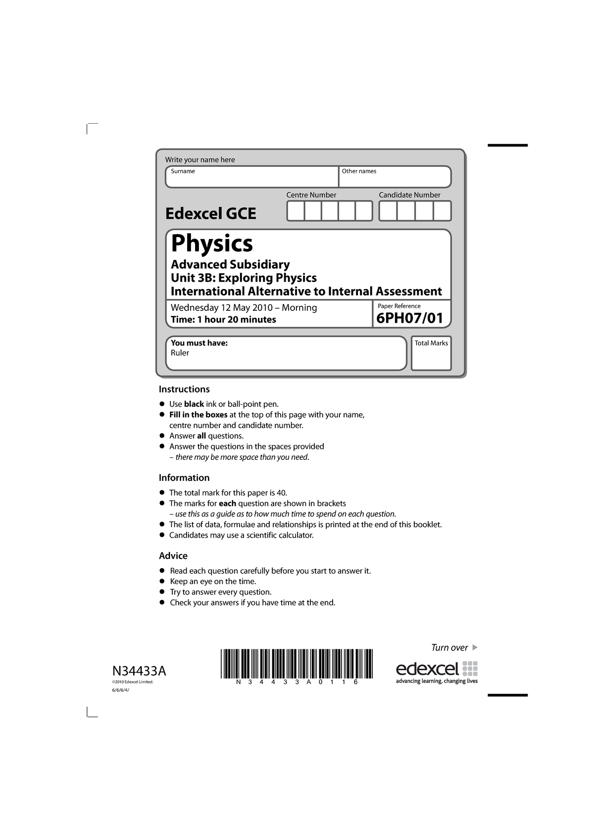 Questionpaper-Unit3B(6PH07)-June2010 - Centre Number Candidate Number ...