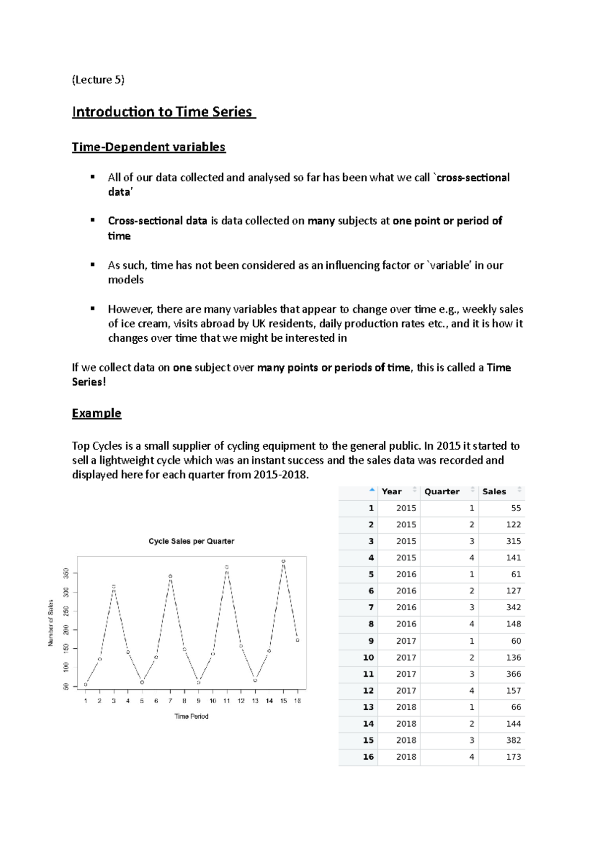Advanced QM lecture 5 - (Lecture 5) Introduction to Time Series Time ...