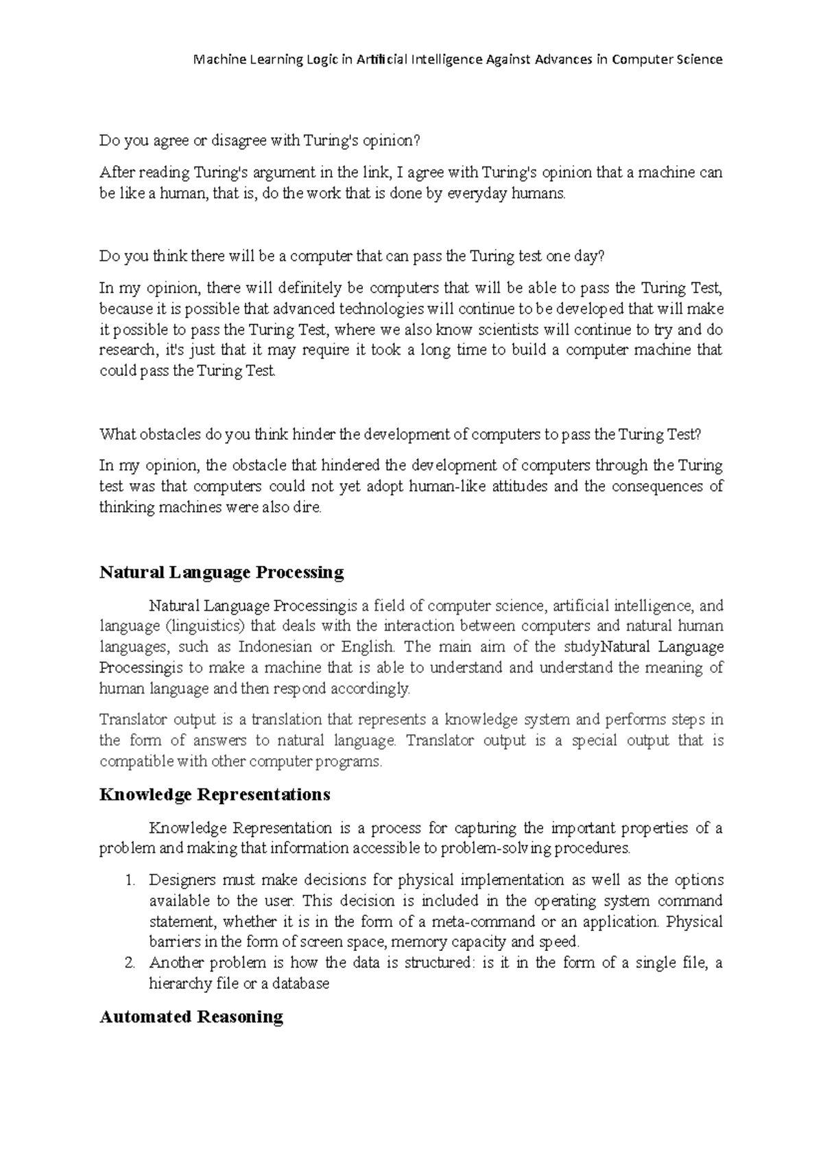 Machine Learning Logic in Artificial Intelligence Against Advances in ...