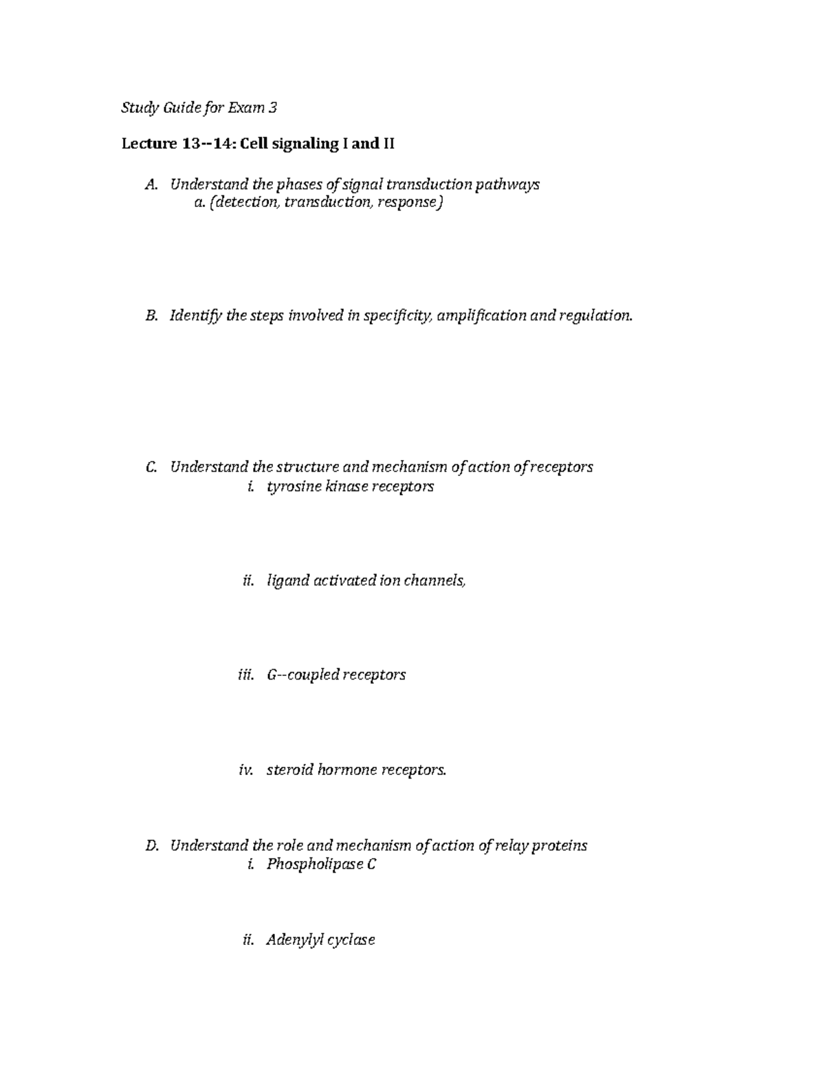Study Guide for Exam 3 - Lab and write up - Study Guide for Exam 3 ...