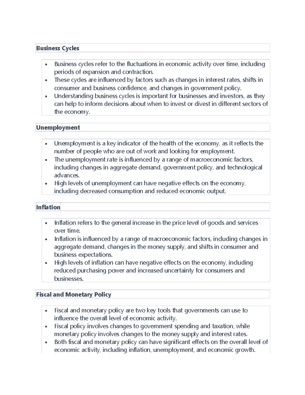 Macroeconomics in the Real World - Business Cycles • Business cycles ...