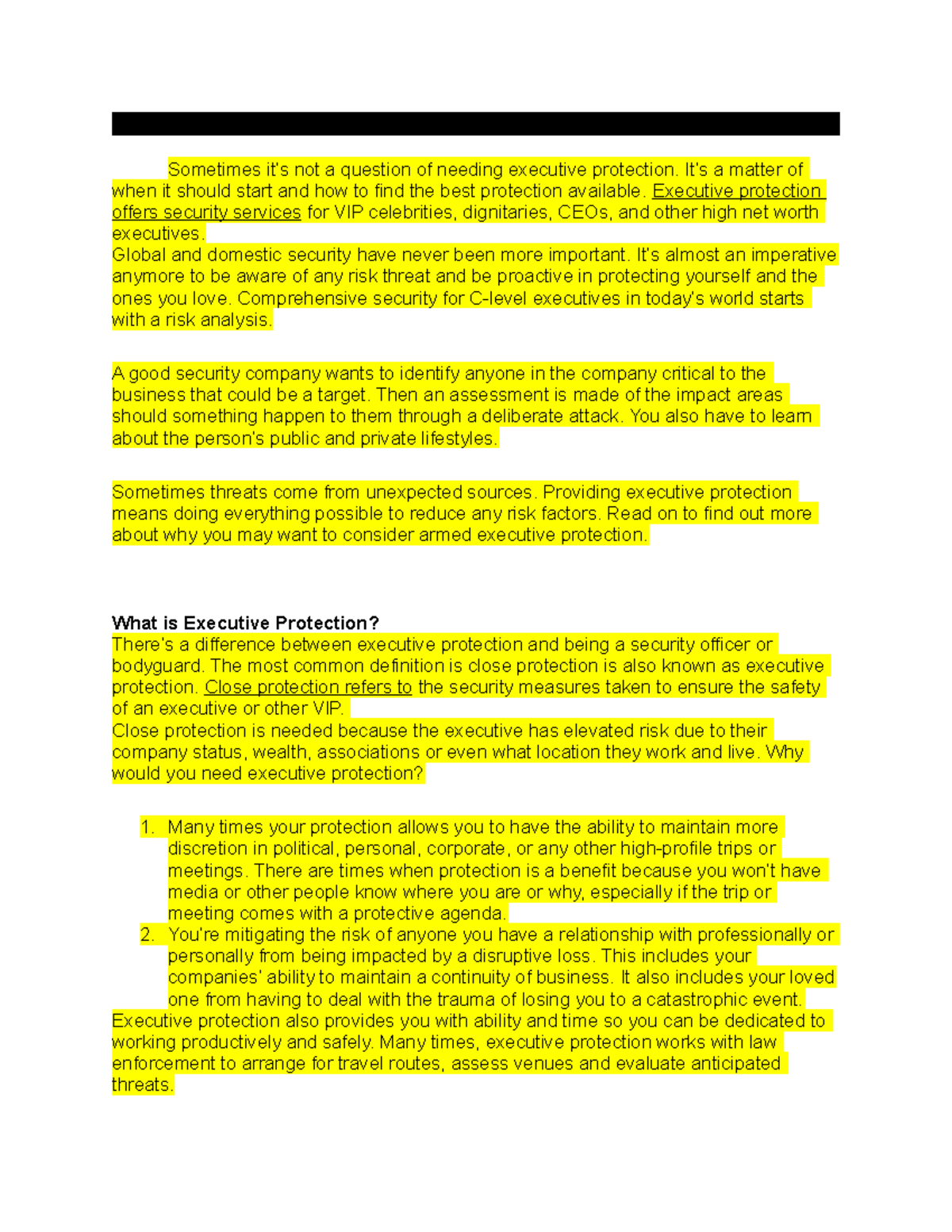 Executive Protection Module - Executive Protection 101: How Executives ...