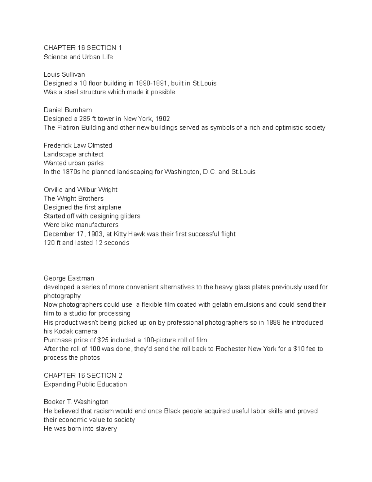 Chapter 16 17 USH - CHAPTER 16 SECTION 1 Science and Urban Life Louis Sullivan Designed a 10 ...