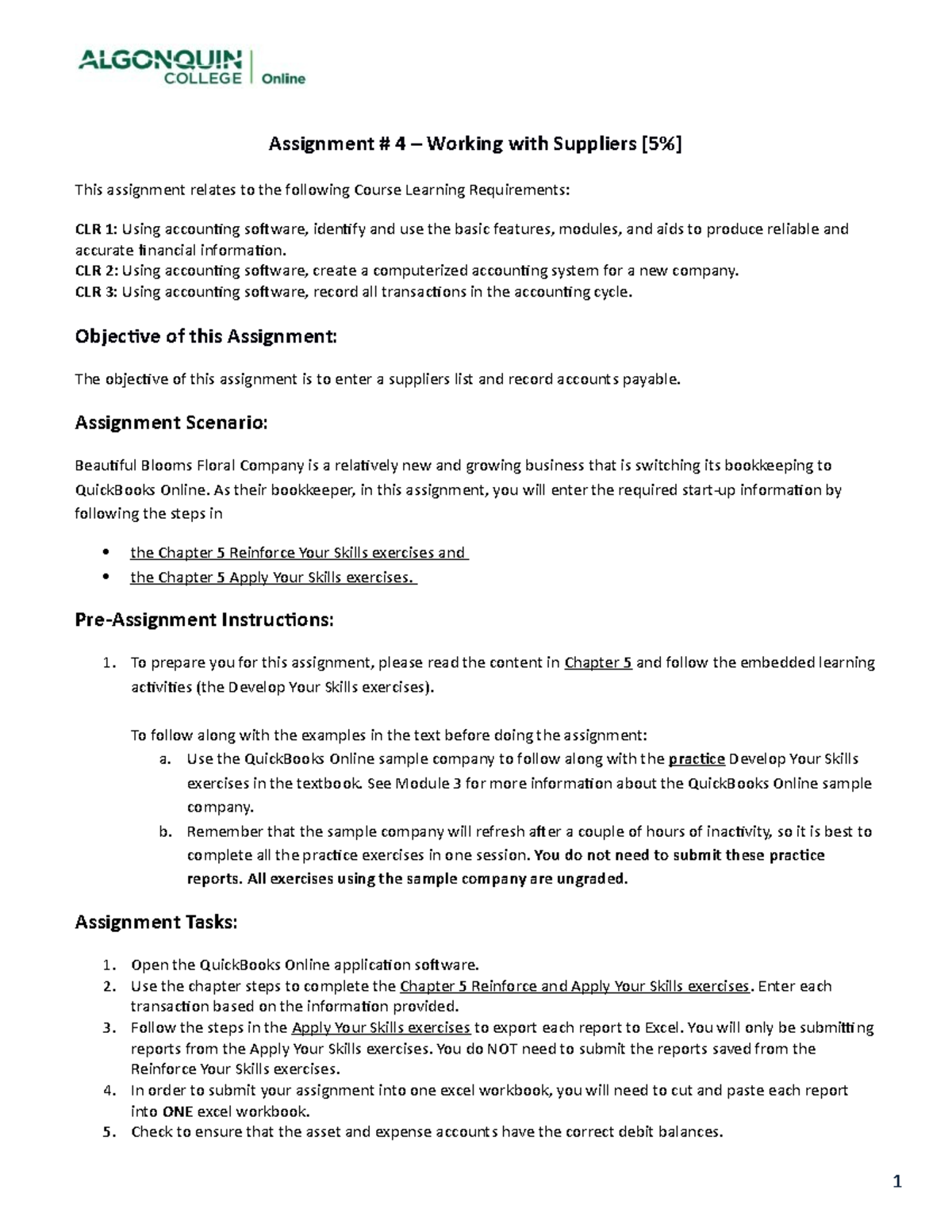 ACC2385 - Assignment #4 Working with Suppliers - Assignment # 4 ...