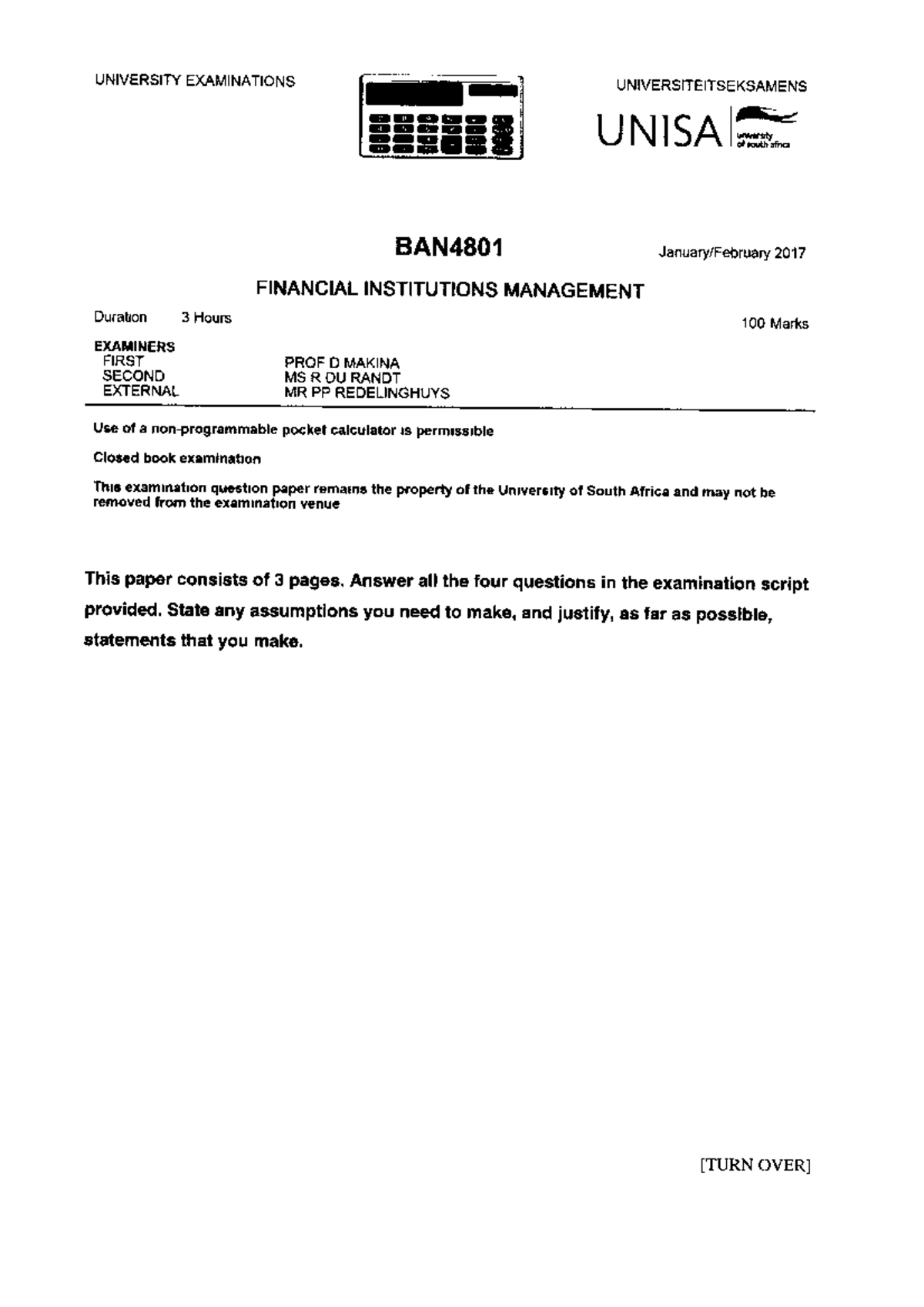 FIN4801 Jan Feb - FIN4802 - Studocu