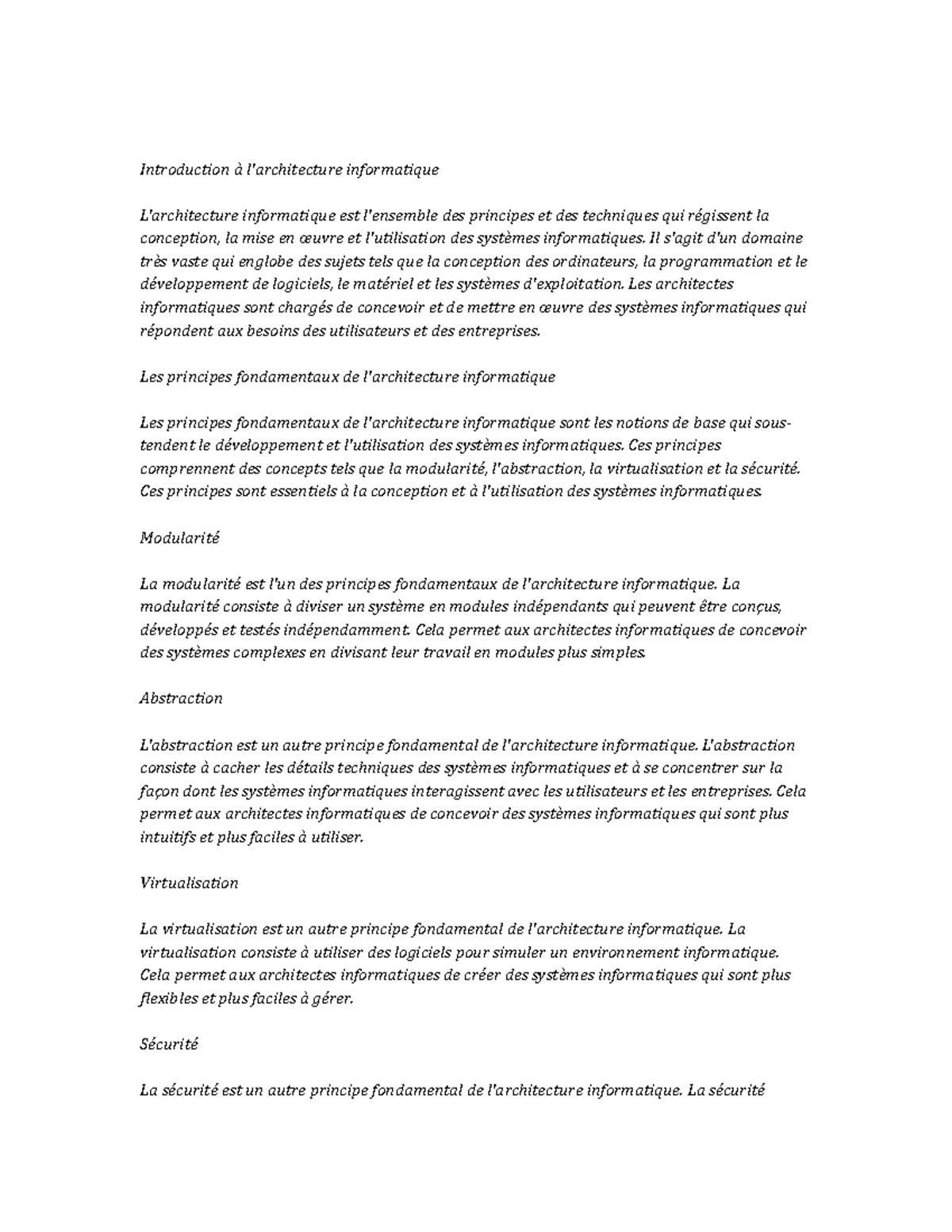 Computer Architecture Study Notes - Introduction à l'architecture ...