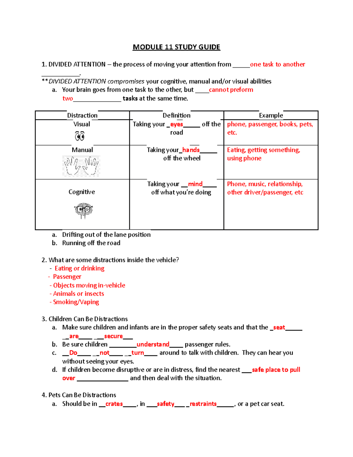 Copy of Module 11 Study Guide - MODULE 11 STUDY GUIDE DIVIDED ATTENTION ...