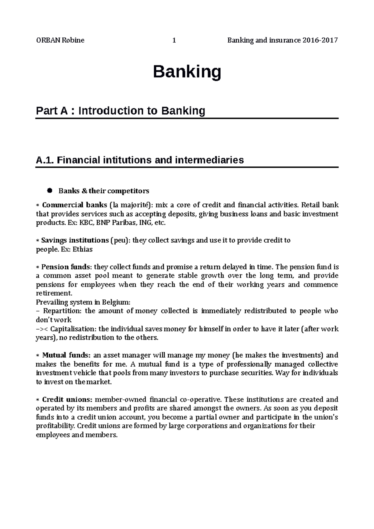 Summary of Banking Part - Banking Part A : Introduction to Banking A ...