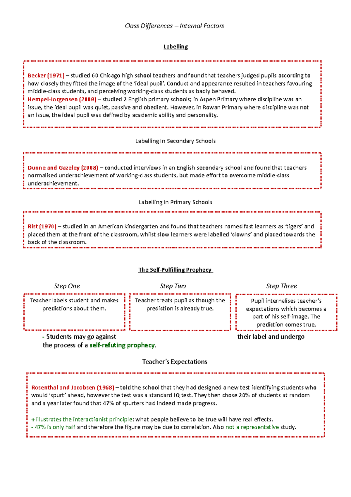 Sociologists - Class Internal Factors - Labelling Labelling In ...