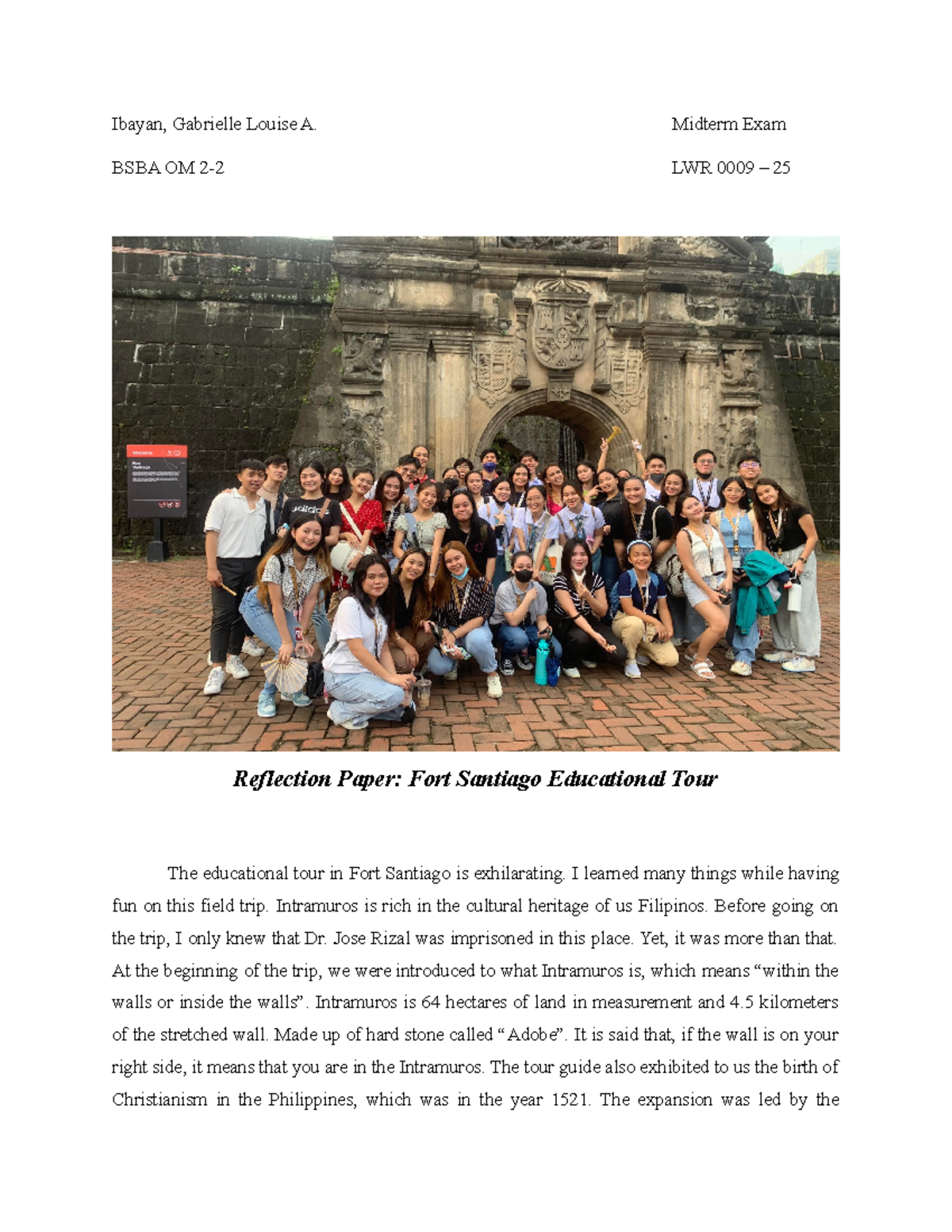 12333 - none - Ibayan, Gabrielle Louise A. Midterm Exam BSBA OM 2-2 LWR ...