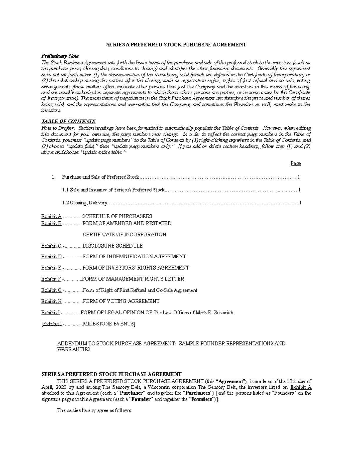 Assignment 9 - Purchase Agreement-2 - SERIES A PREFERRED STOCK PURCHASE ...