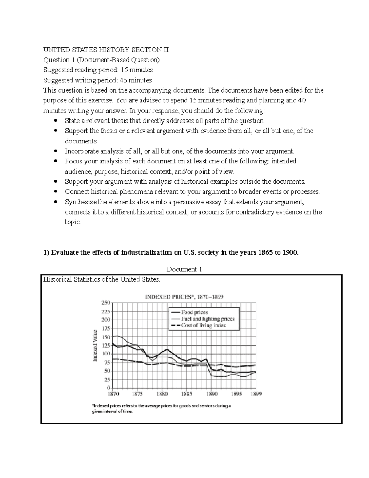 Unit 5 dbq - None - UNITED STATES HISTORY SECTION II Question 1 ...