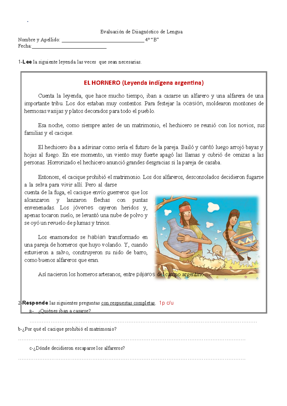 El-hornero-leyenda-indigena-argentina compress - . Evaluación de ...