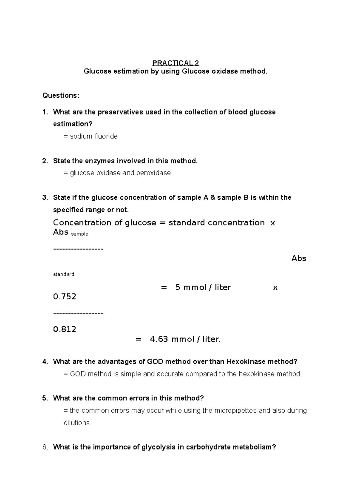 Practical 2 Biochemistry - PRACTICAL 2 Glucose estimation by using ...