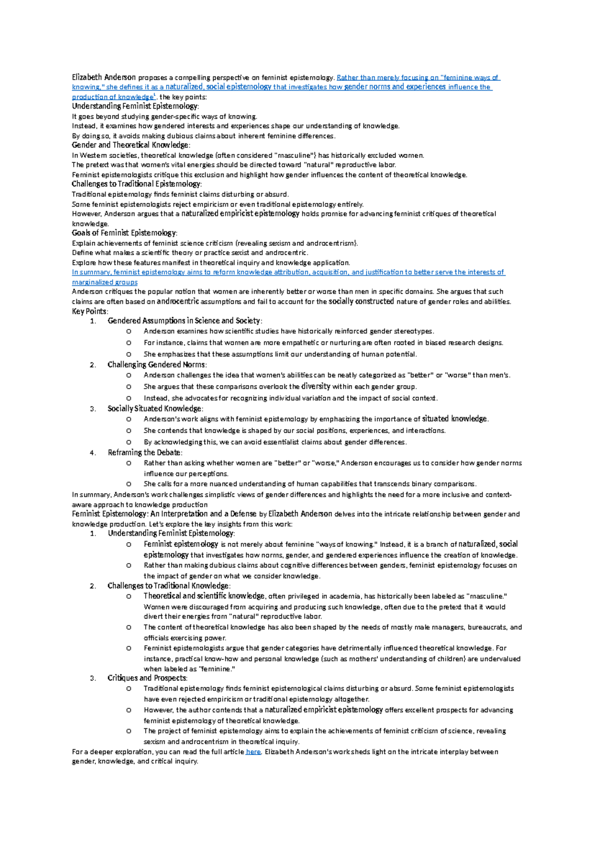 Feminism test - Elizabeth Anderson proposes a compelling perspective on ...