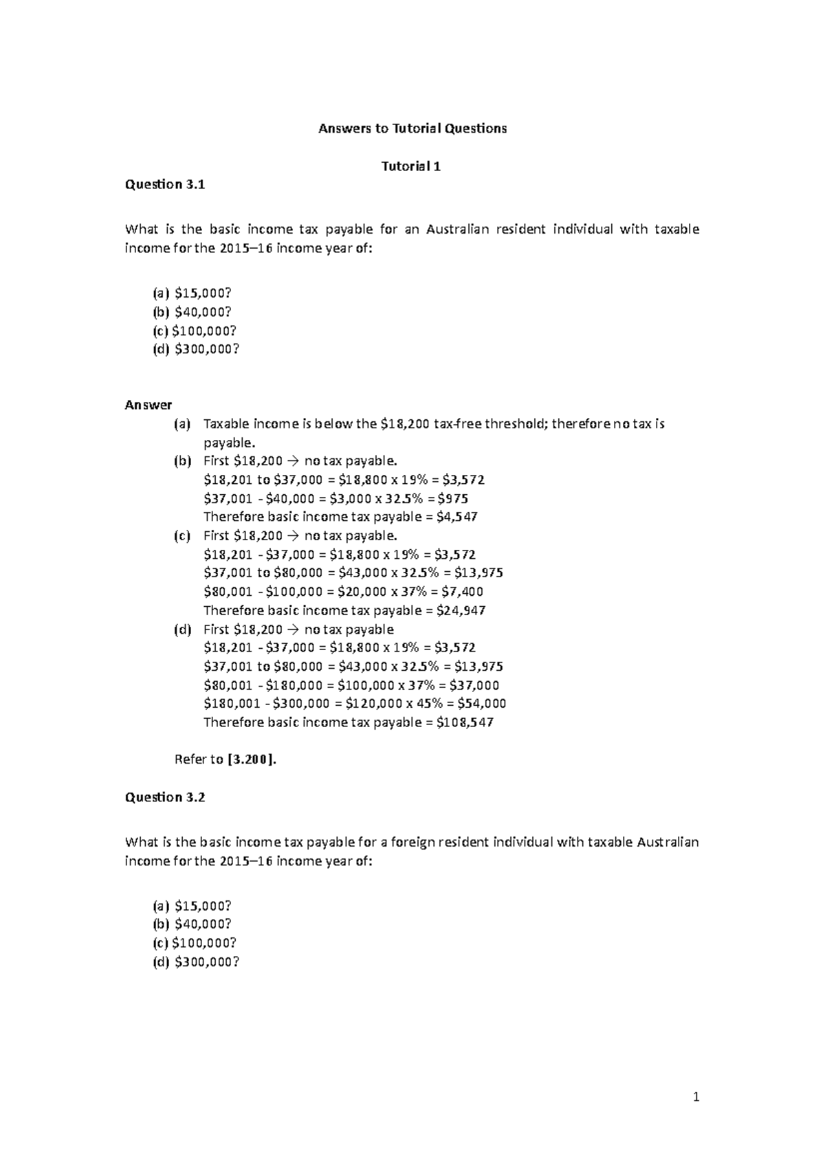 Answer guide to Tutorial questions law - Answers to Tutorial Questions ...