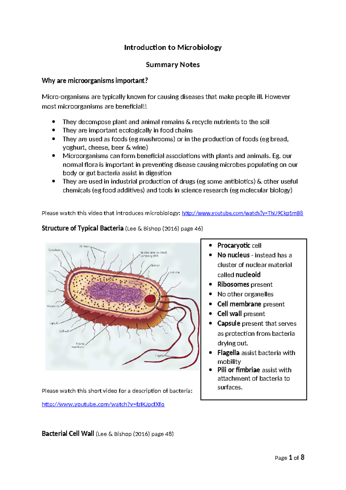 Module 2 Summary Notes - Introduction to Microbiology Summary Notes Why ...