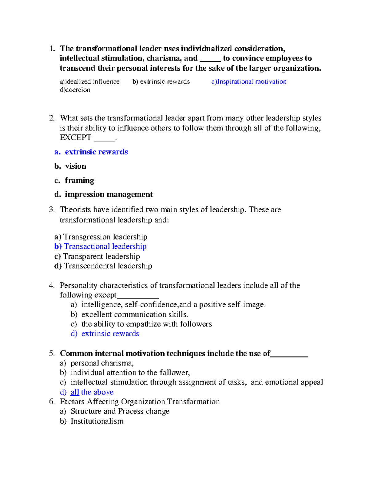 Sheet 3 ppt - stratiges - The transformational leader uses ...