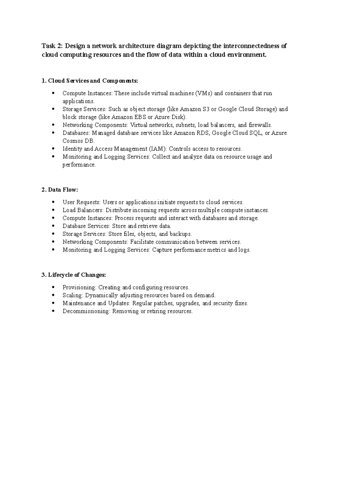 Task 2 - Design a network architecture diagram depicting the ...