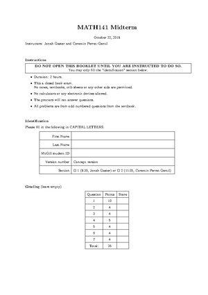 Math 141 - McGill - Calculus 2 - Studocu